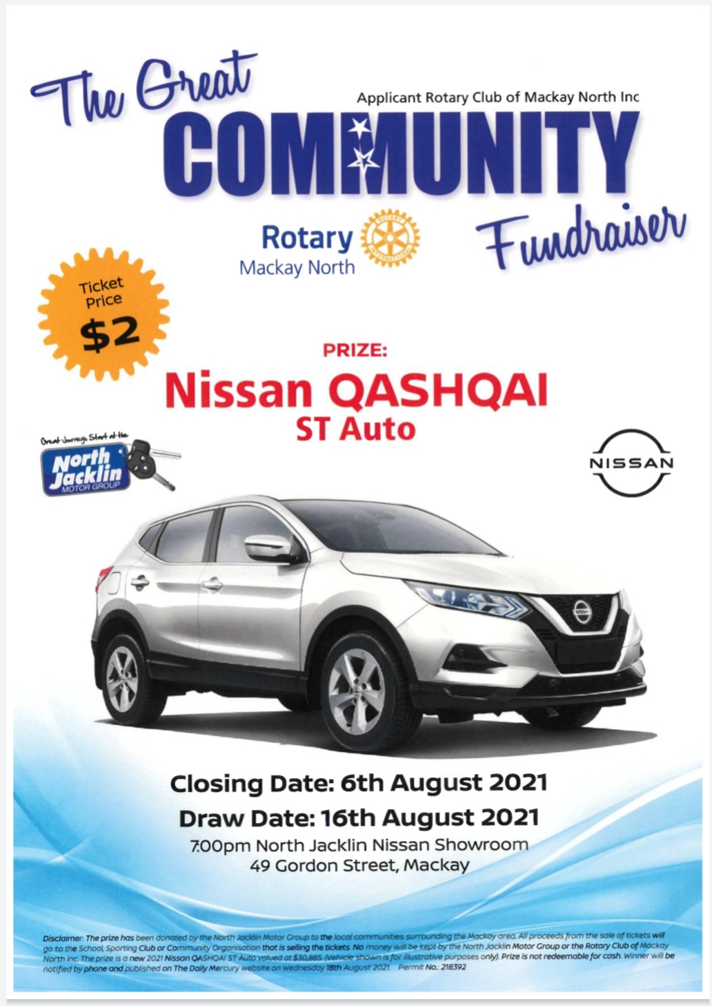 Show Manager - NEW CAR RAFFLE - Sat 31 Jul 2021 (Sarina Kennel Club Inc.)