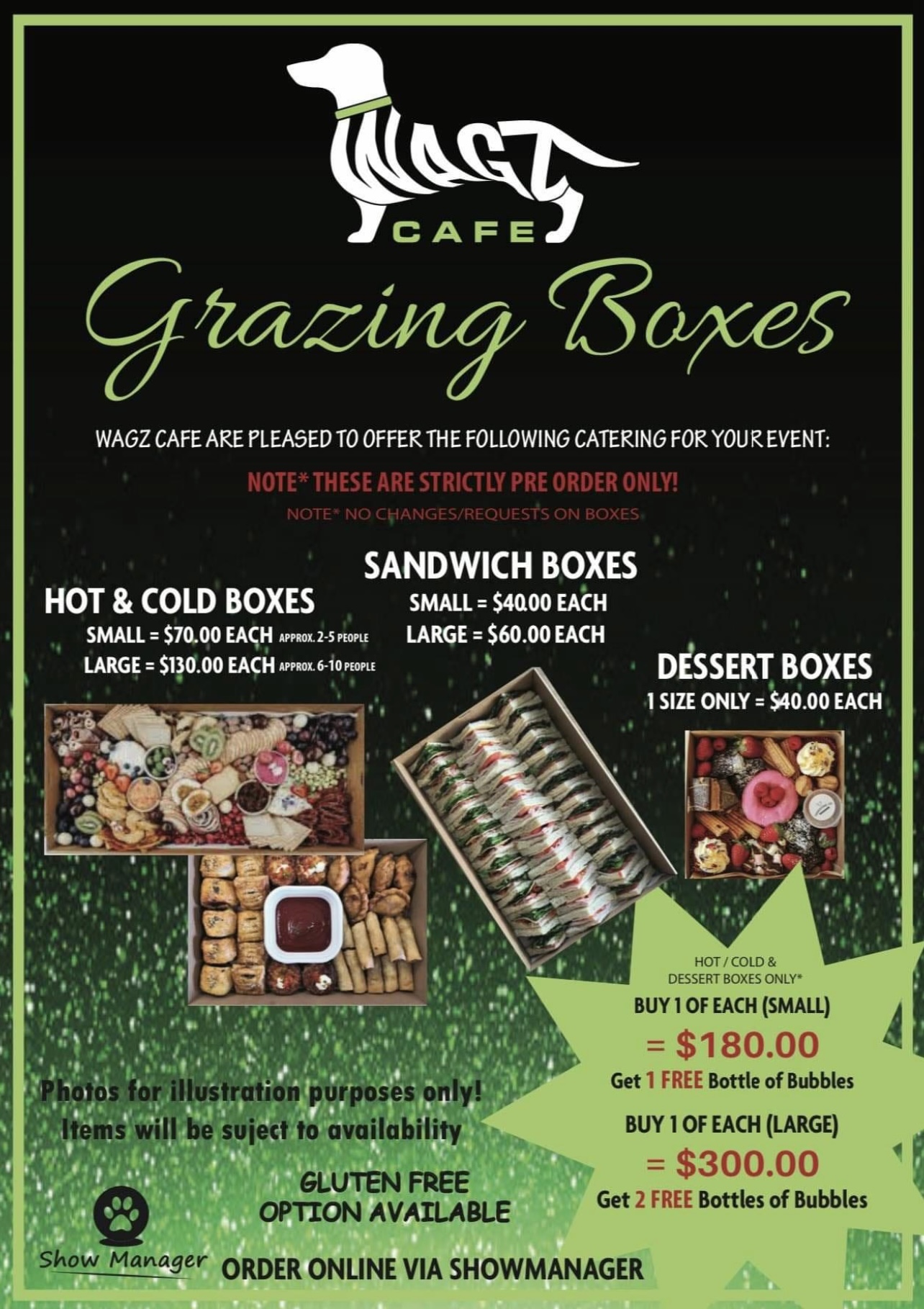 Show Manager - GRAZING BOXES - Sat 07 Feb 2026 (Wagz Cafe)